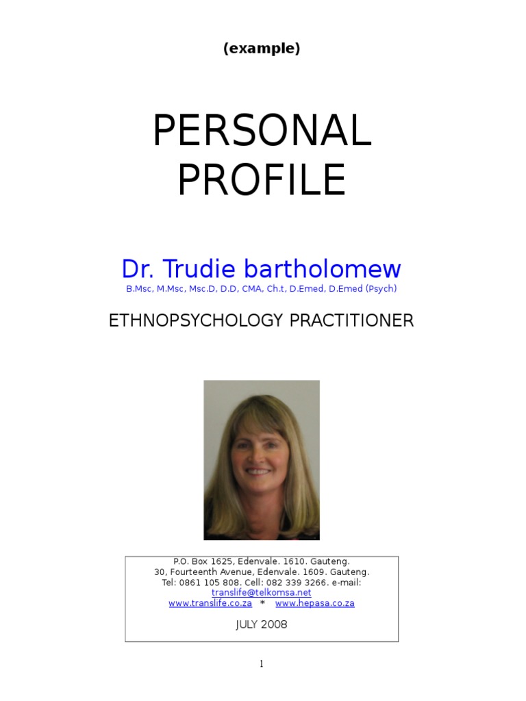 Personal Profile Templet | PDF | Hypnotherapy | Reincarnation
