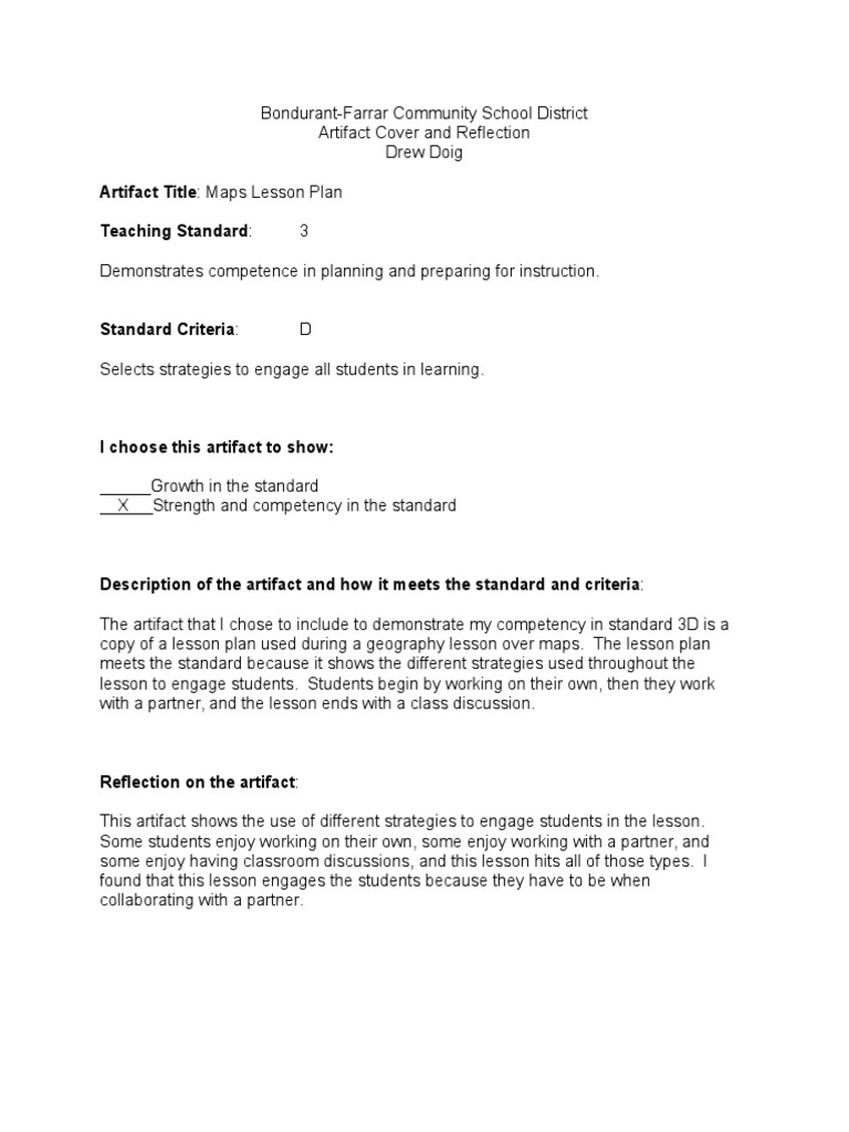 Artifact Title: Maps Lesson Plan Teaching Standard | PDF