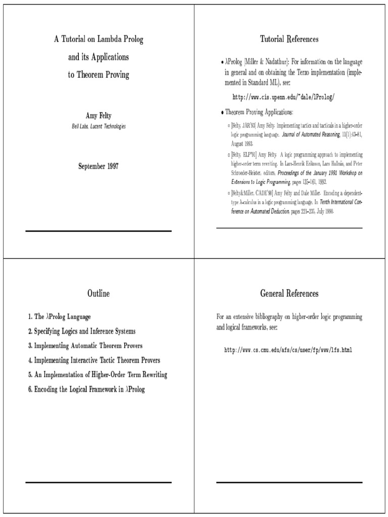 A Tutorial On Lambda Prolog | PDF | First Order Logic | Logic