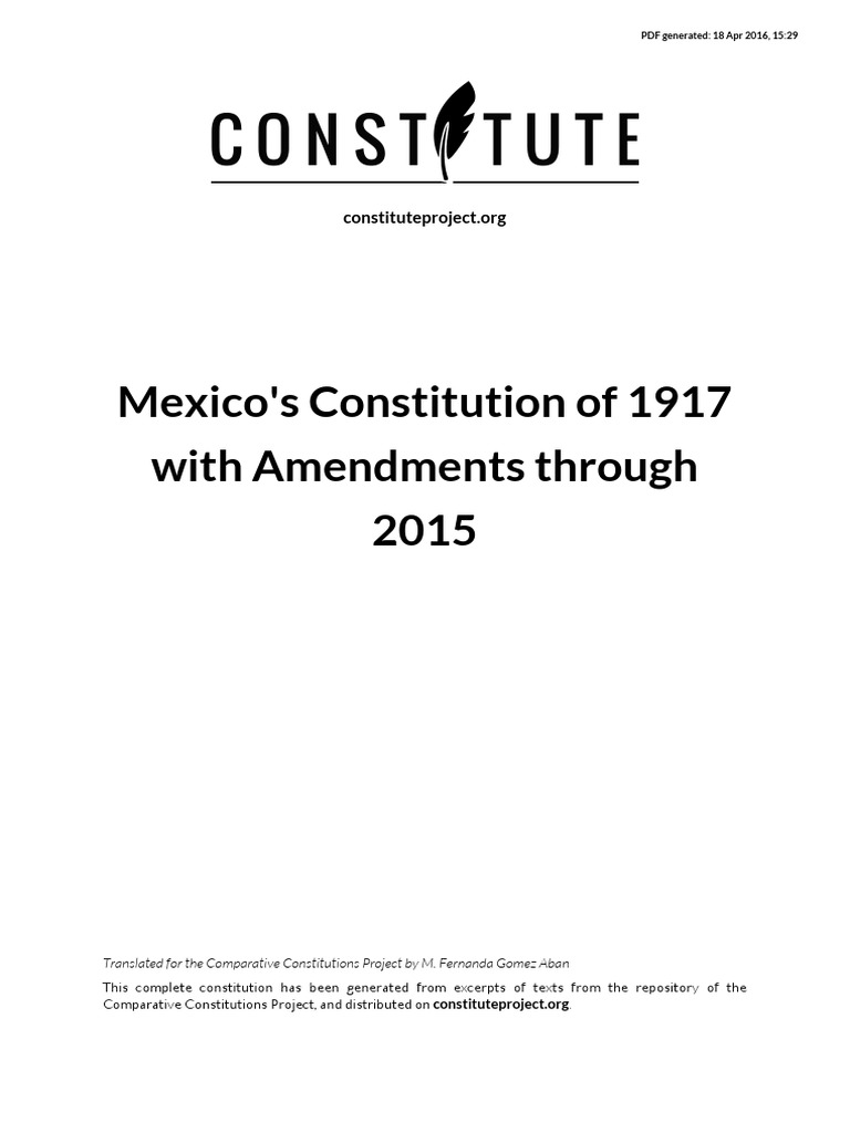 Mexico Constitution 2015 | PDF | U.S. State | United States Senate