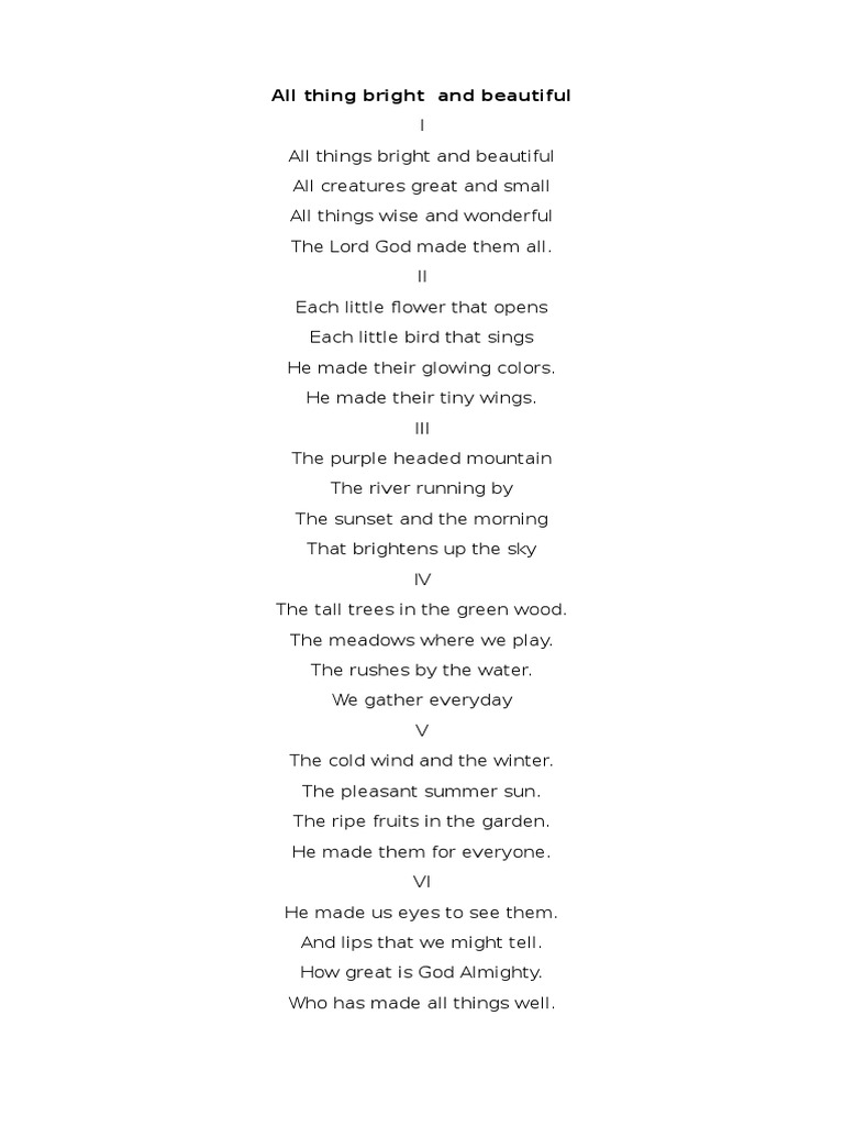 All Thing Bright and Beautiful | PDF