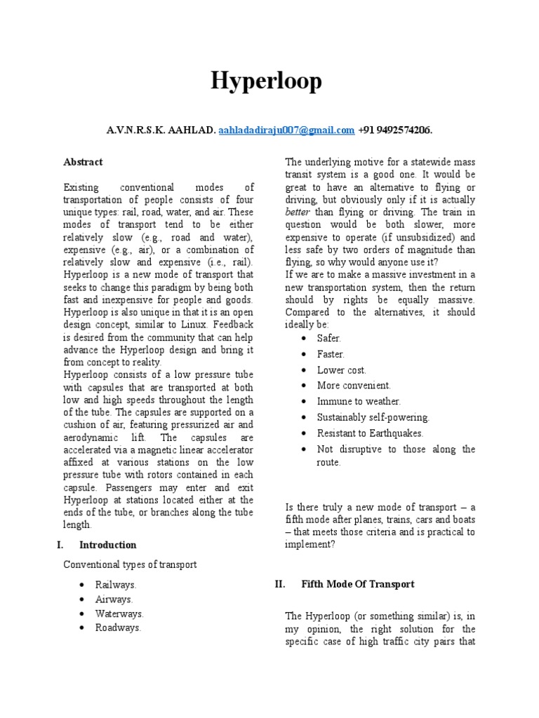 Hyperloop Concept | PDF | Hyperloop | Rail Transport