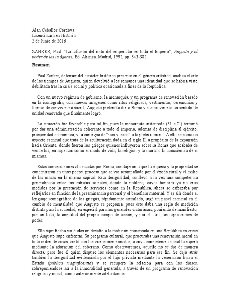 Ficha - Augusto y El Poder de Las Imágenes | PDF | imperio Romano | Augusto