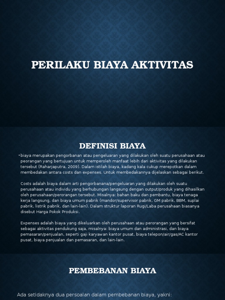 Perilaku Biaya Aktivitas | PDF