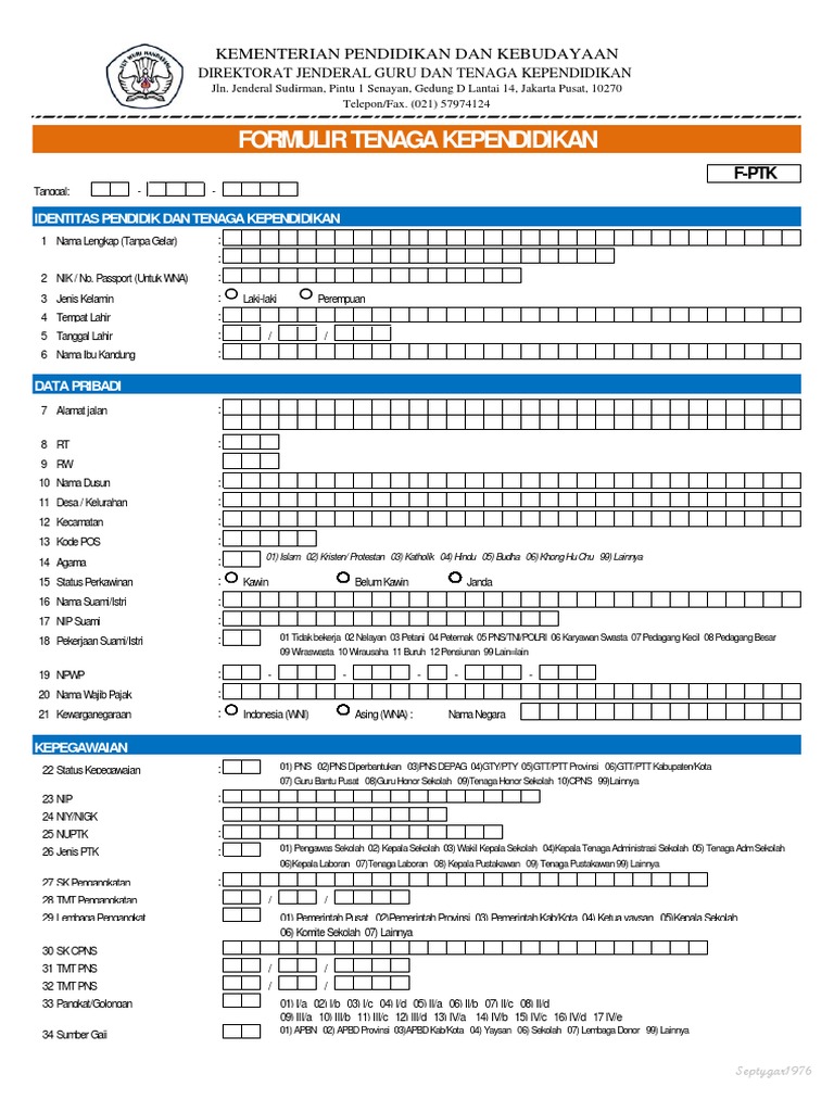 Form PTK Dikdasmen Untuk Pengawas Sekolah | PDF