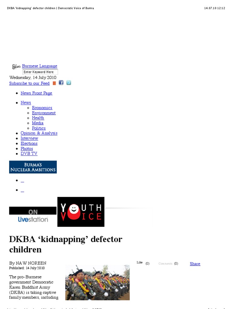 DKBA Kidnapping' Defector Children - Democratic Voice of Burma" | PDF ...
