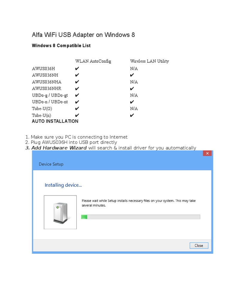 Alfa Wifi Usb Adapter On Windows 8 | PDF | Computers