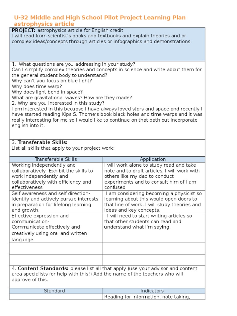Astrophysicsarticlelearningplan-Isabelpoulson 1 | PDF | Science | Data