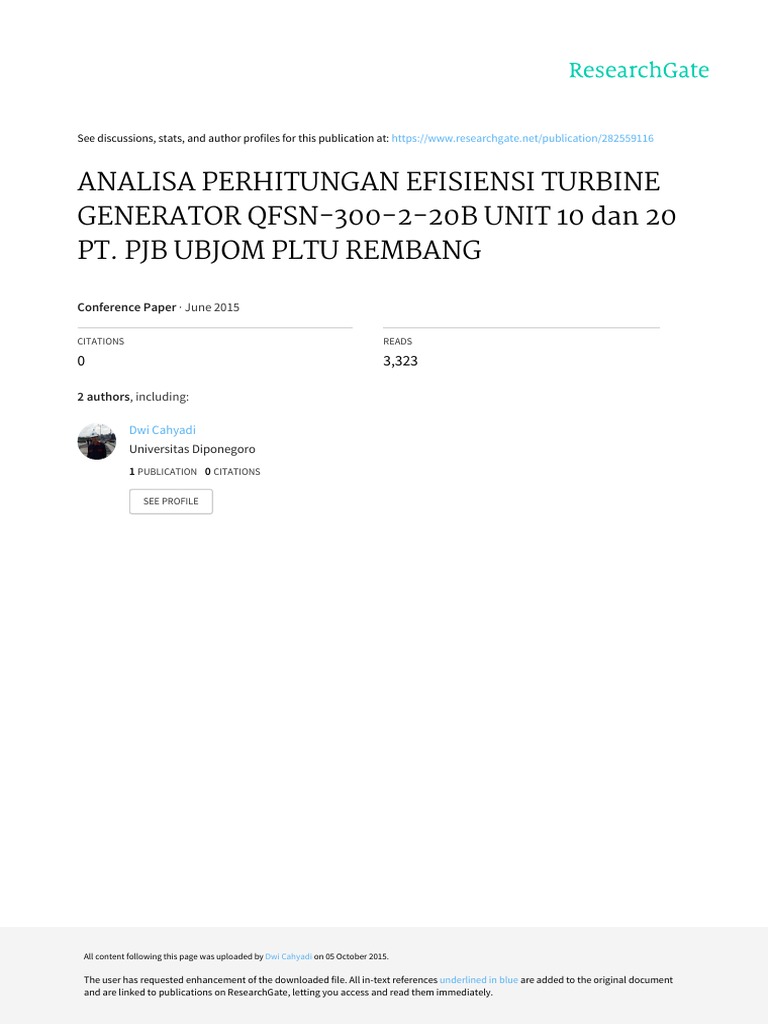 Analisis Efisiensi Turbin Generator QFSN-300-2-20B pada PLTU Rembang ...