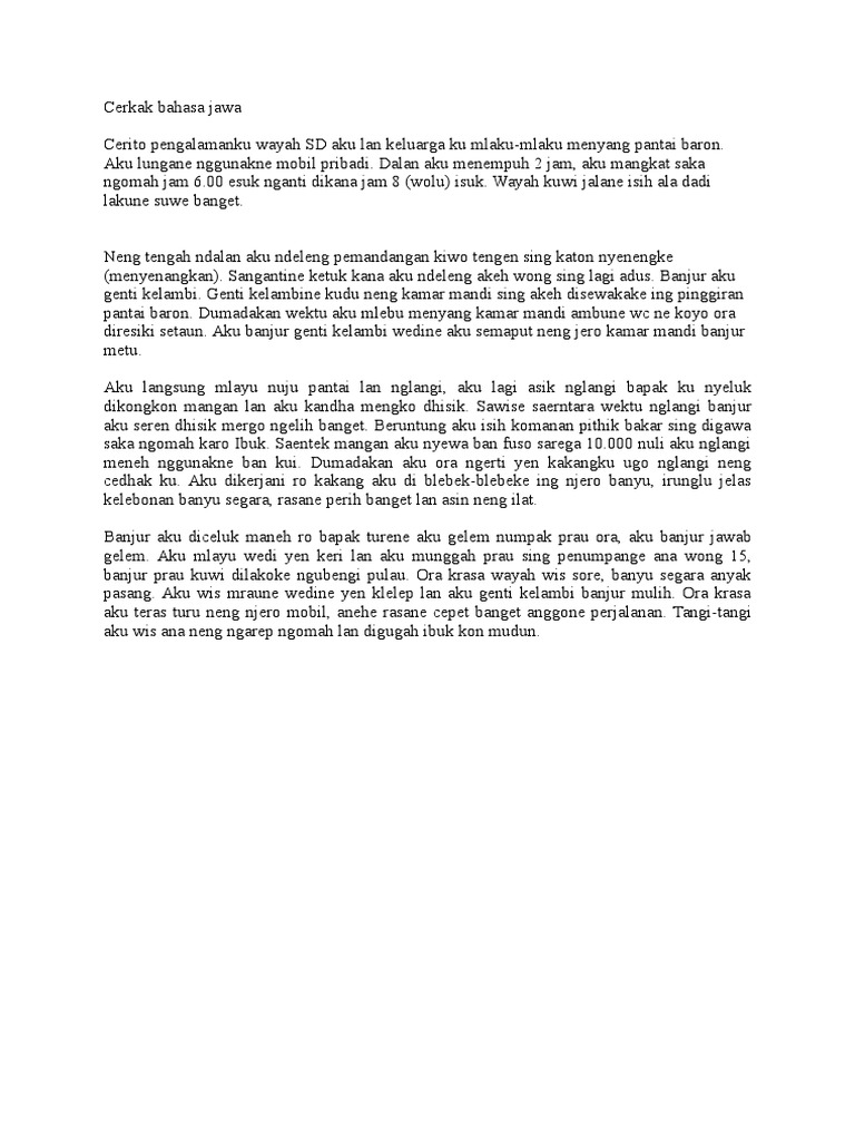Teks Cerkak Bahasa Jawa - Belajar Bareng