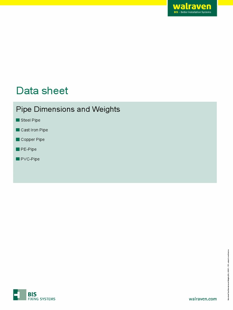 Pipe Dimensions and Weights Data Sheet en | PDF | Manmade Materials ...