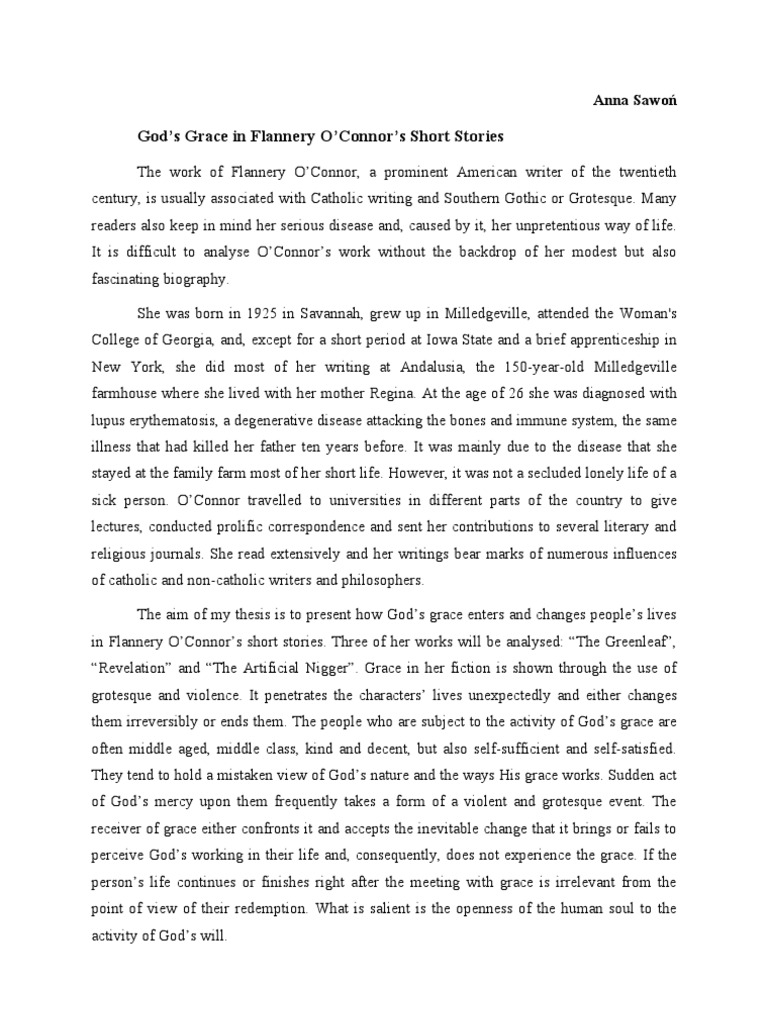 God's Grace in Flannery O'Connor's Short Stories | PDF