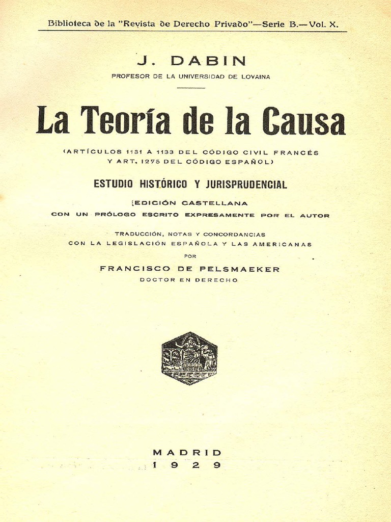 269 Jean Dabin - La Teoría de La Causa | PDF