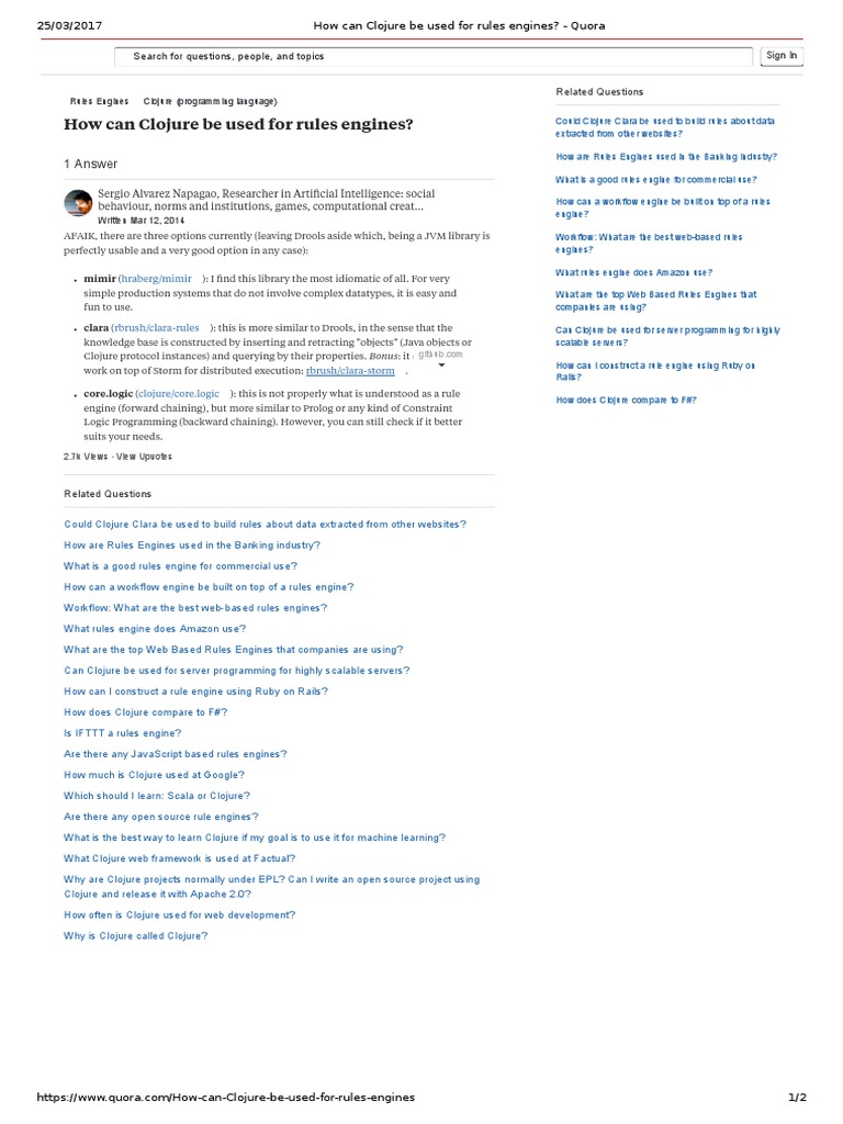 How Can Clojure Be Used For Rules Engines - Quora | PDF | Clojure | Web Application