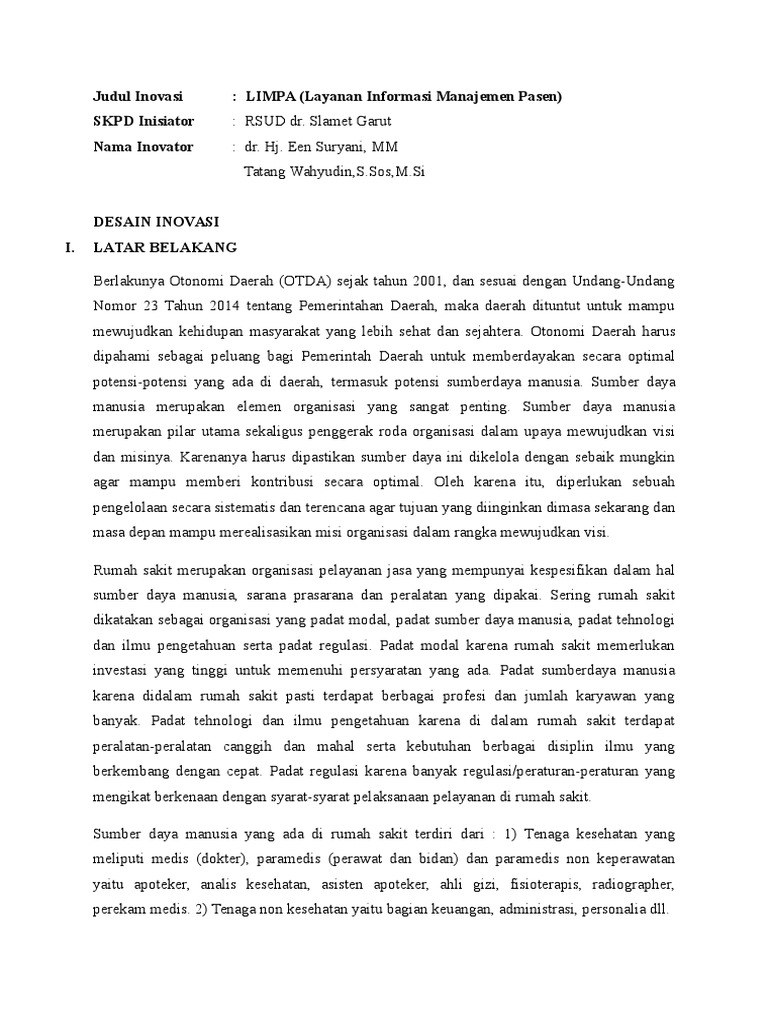 Proposal Inovasi | PDF