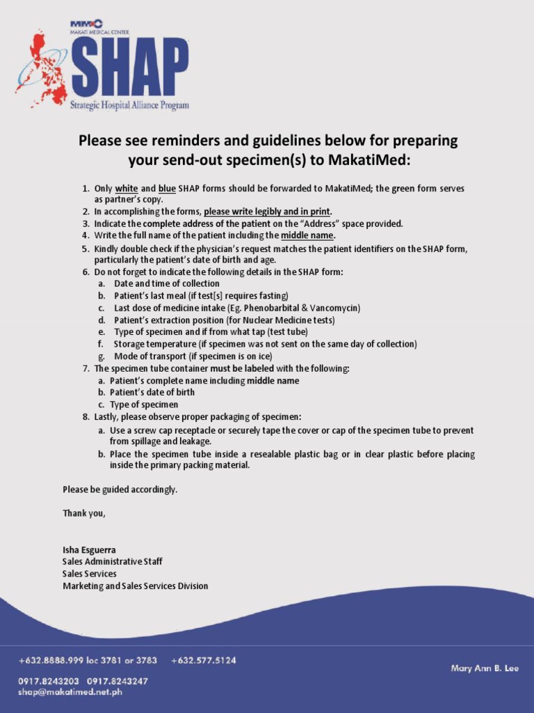 Reminders - Send-Out Specimen(s) | PDF | Health Care | Medicine