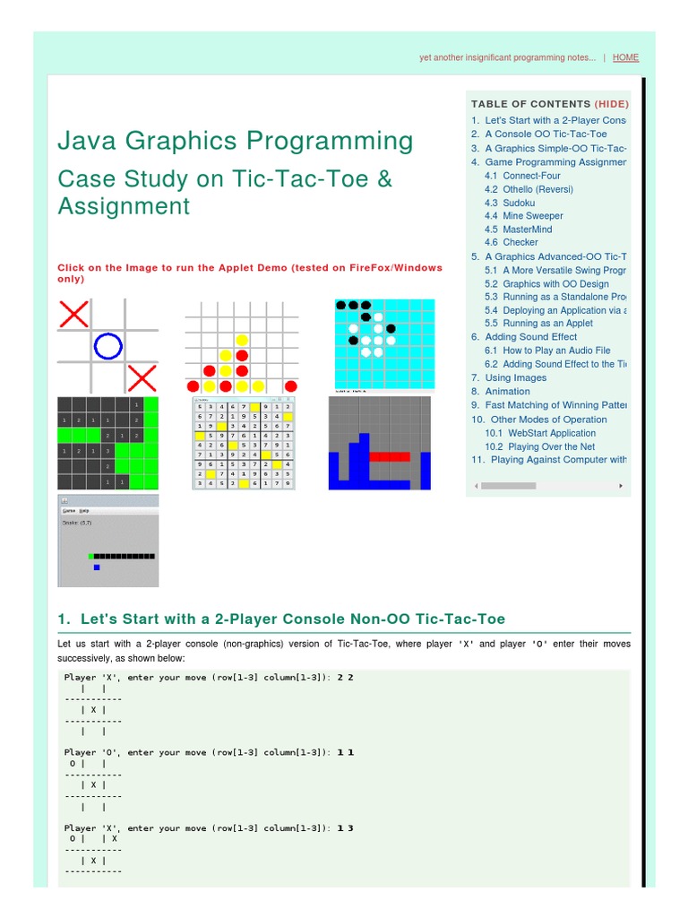 Tic-tac-Toe - Java Game Programming Case Study | Download Free PDF | Software Engineering ...