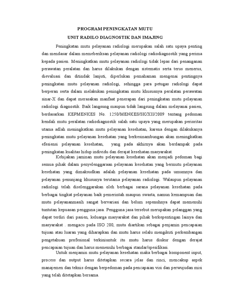Program Peningkatan Mutu Radiologi | PDF