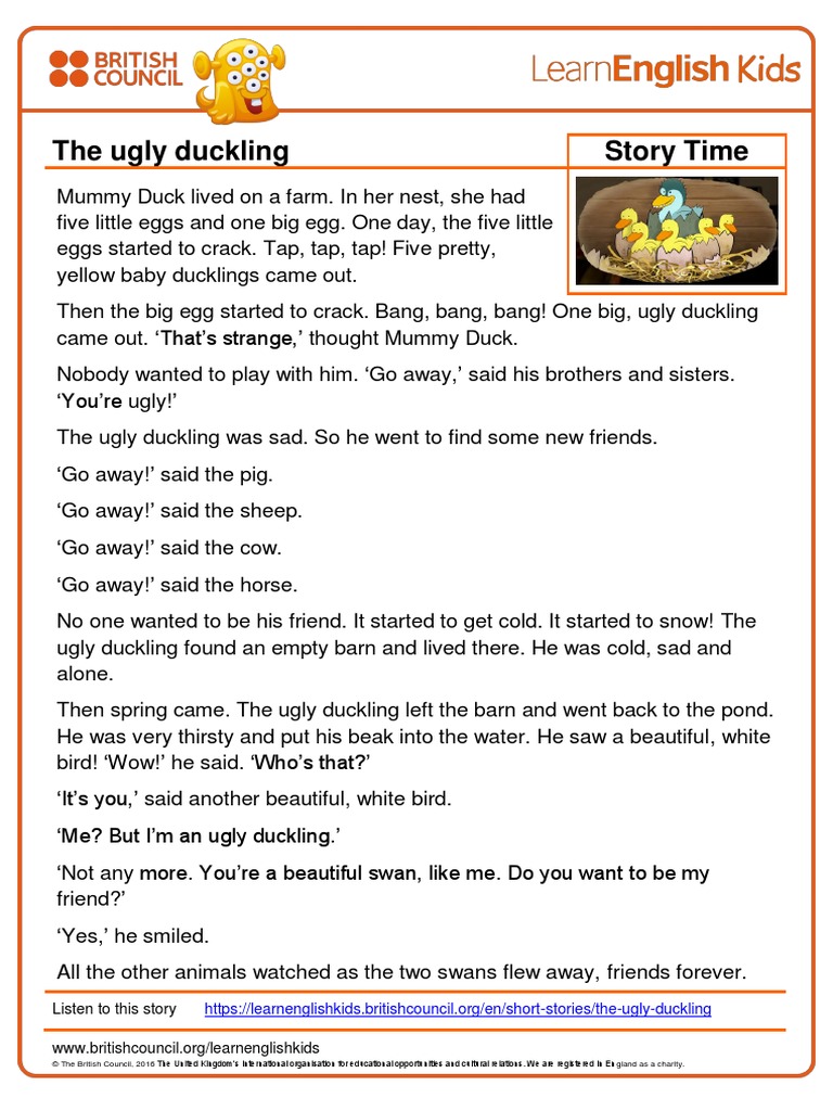 Story Time The Ugly Duckling Transcript | PDF