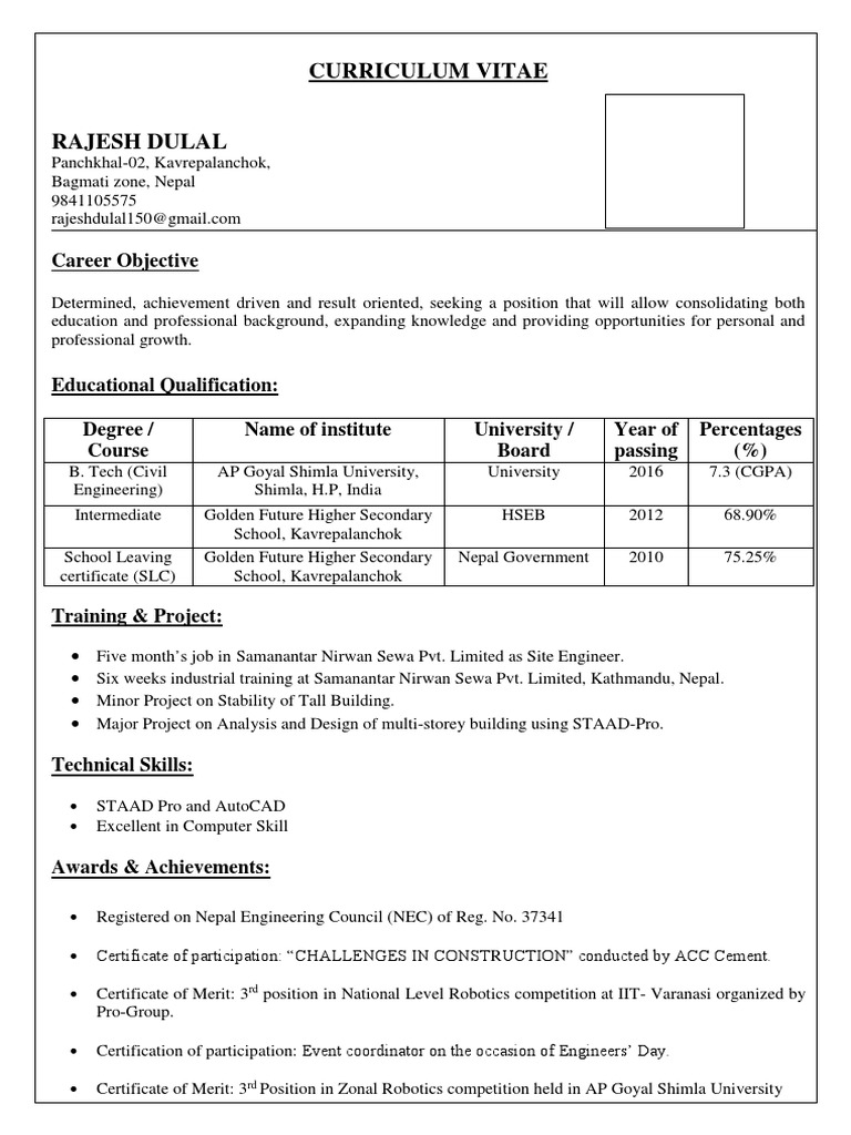 Rajesh Dulal's Updated CV | PDF | Nepal | Further Education