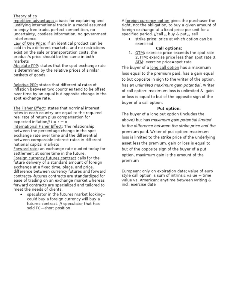 Exam 2 Cheat Sheet | PDF | Option (Finance) | Futures Contract