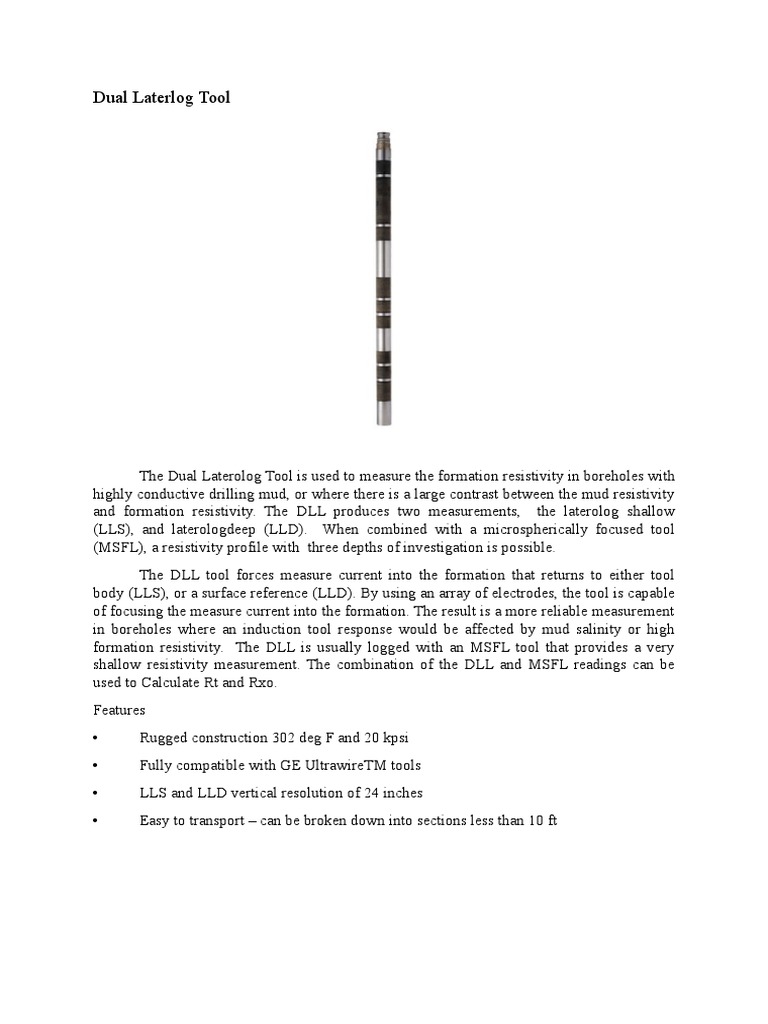 Dual Laterlog Tool | PDF