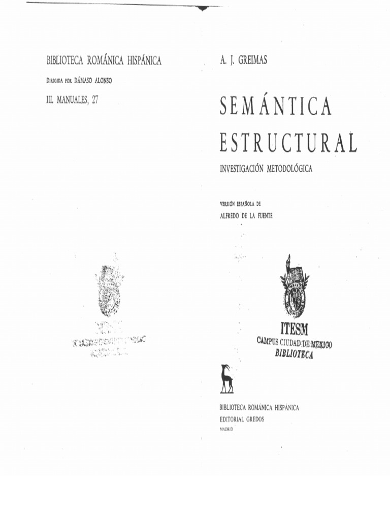 AJ Greimas - Semántica Estructural y Ensayos Semióticos I | PDF