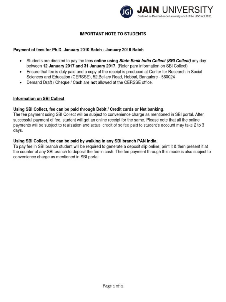 PHD Fee All The Bacthes | PDF | Fee | Payments