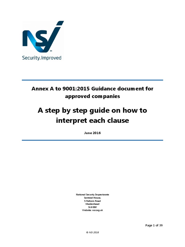 Annex A Step by Step Guide For ISO 9001 2015 NG FG AG | PDF | Business ...