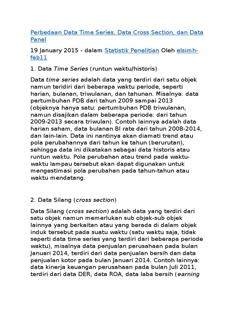 Perbedaan Data Time Series | PDF
