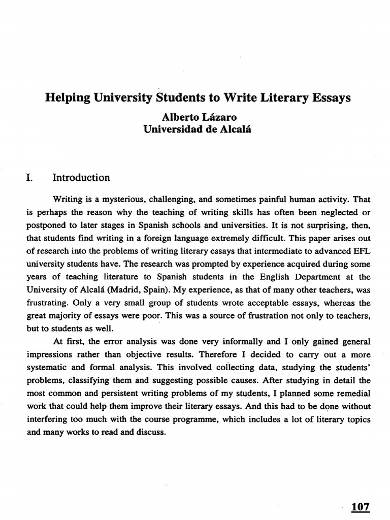 Helping Students Improve Literary Essay Writing | PDF | Essays | Verb