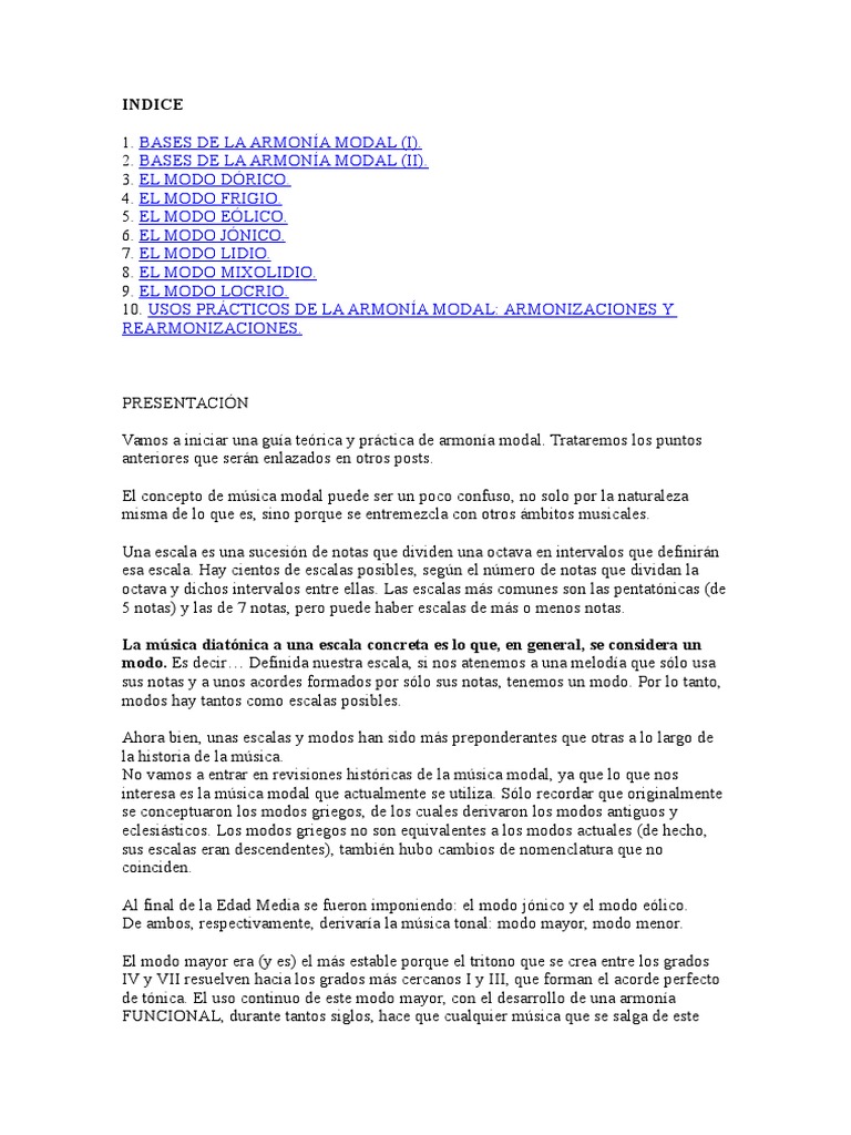 Introducción a la Armonía Modal | PDF | Escala (música) | Acorde (Música)