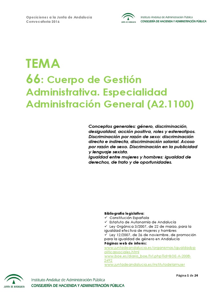 Tema 66 | PDF | Igualdad de género | Estudios de género