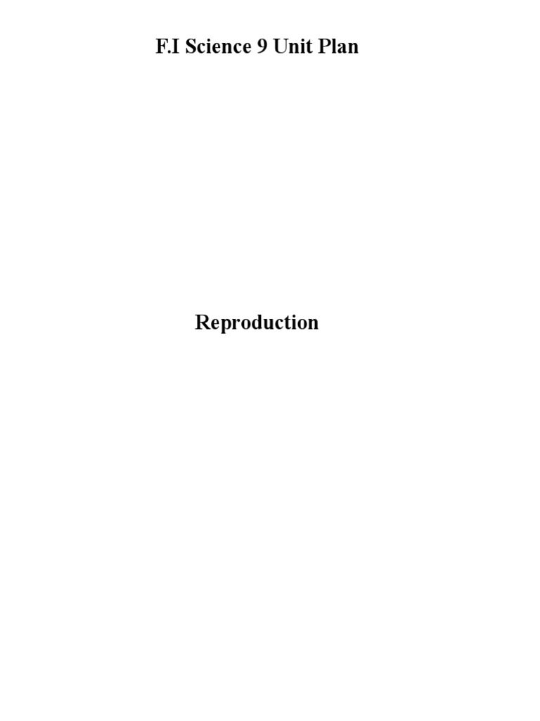 Unit Plan Reproduction, Grade 9 Science | PDF | Cell (Biology ...