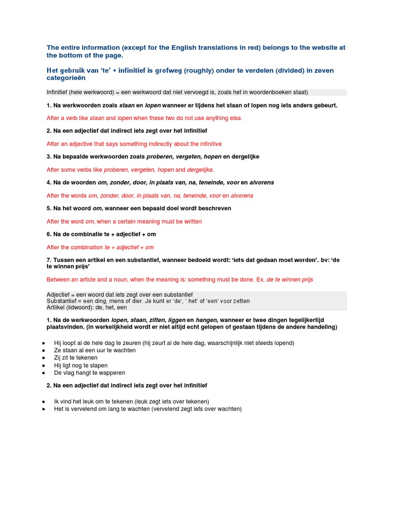 Te Infinitief | PDF