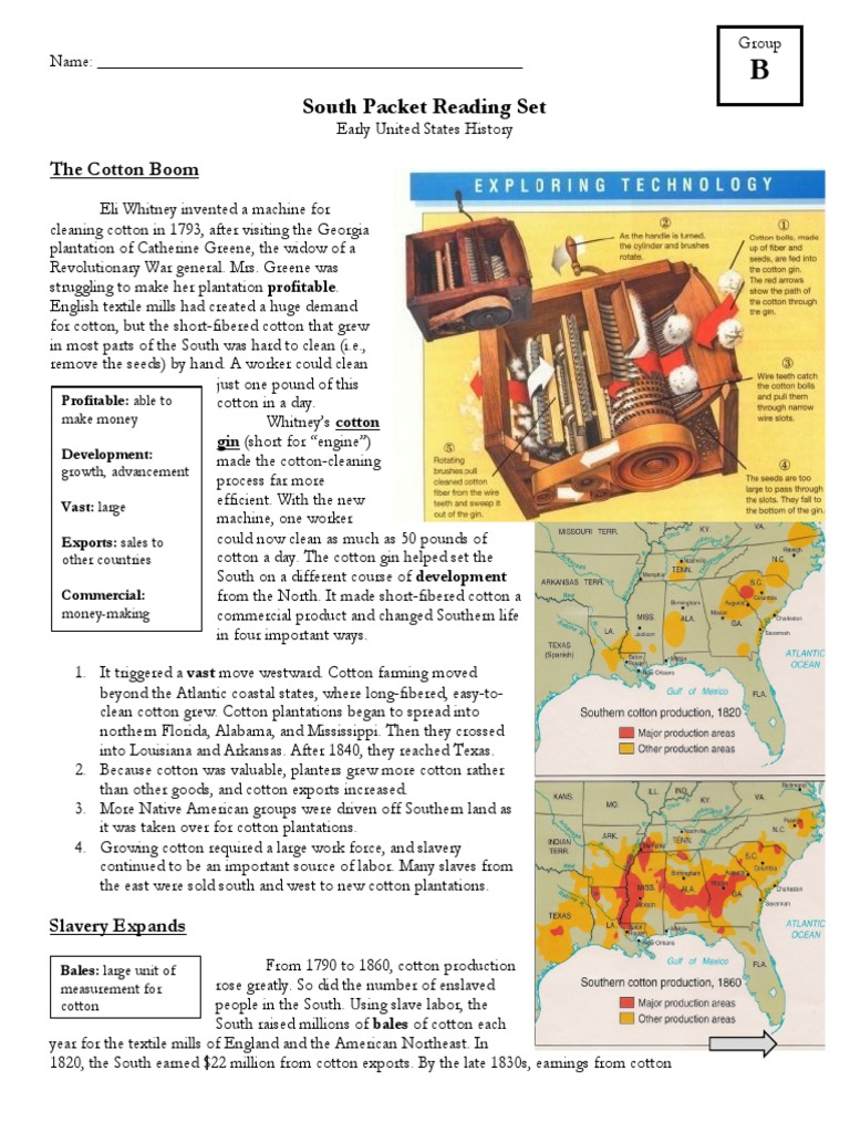 Impact of Cotton Gin on Southern Economy | PDF | Cotton | Plantations ...
