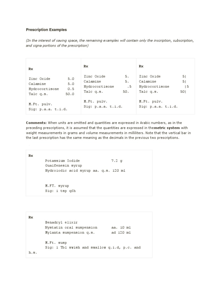 Compounded Prescription Examples | PDF | Dose (Biochemistry) | Chemistry