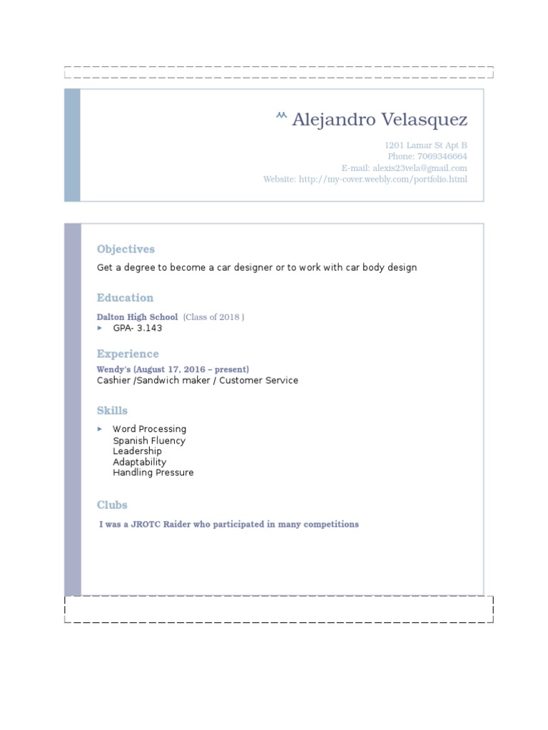 Alejandro Velasquez Resume Summary | PDF