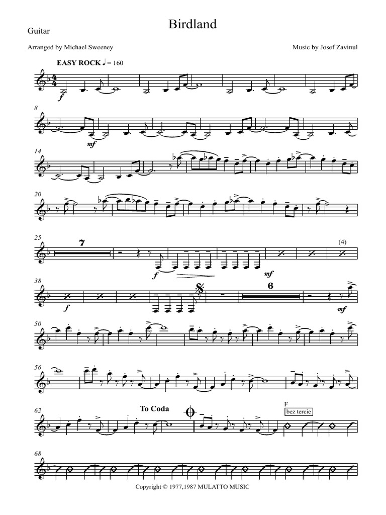Birdland - Guitar | PDF