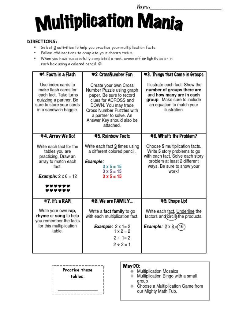Multiplication Mania | PDF | Teaching Mathematics | Science