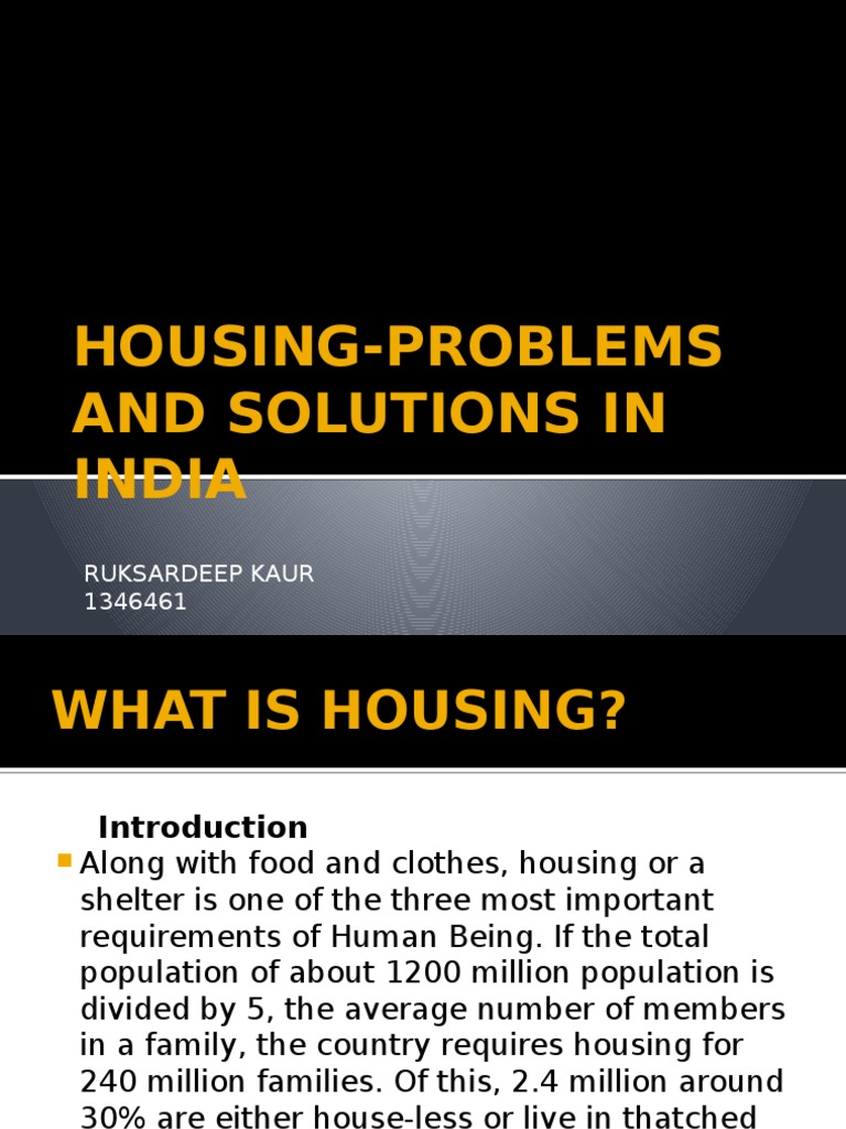 Housing-Problems and Solutions in India | PDF | Affordable Housing ...