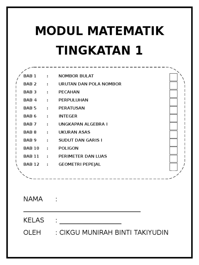 Modul Matematik f1 | PDF | Griya & Taman | Sains & Matematika