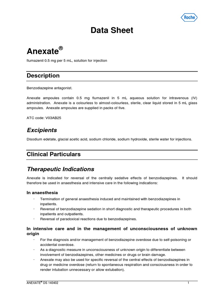 Anexate IVsoln | PDF | Benzodiazepine | Medical Treatments