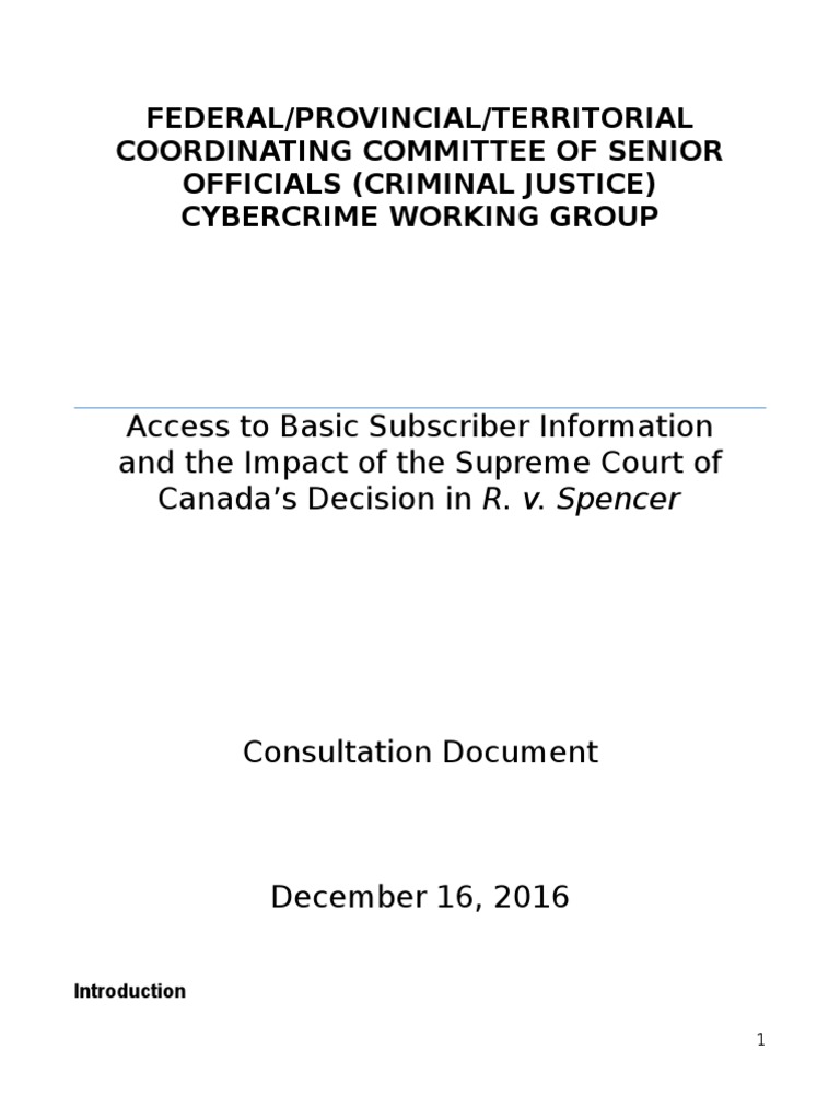 Consultation Document On Basic Subscriber Information | PDF | Privacy ...