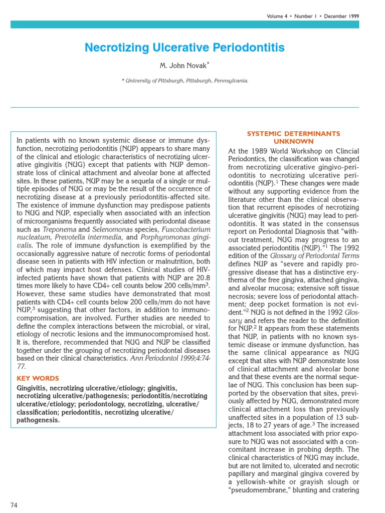 Necrotizing Ulcerative Periodontitis | PDF | Medicine | Health Sciences