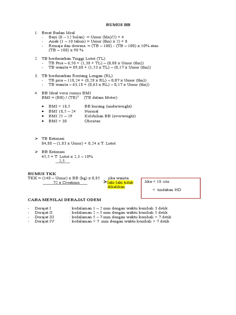 Rumus BB | PDF