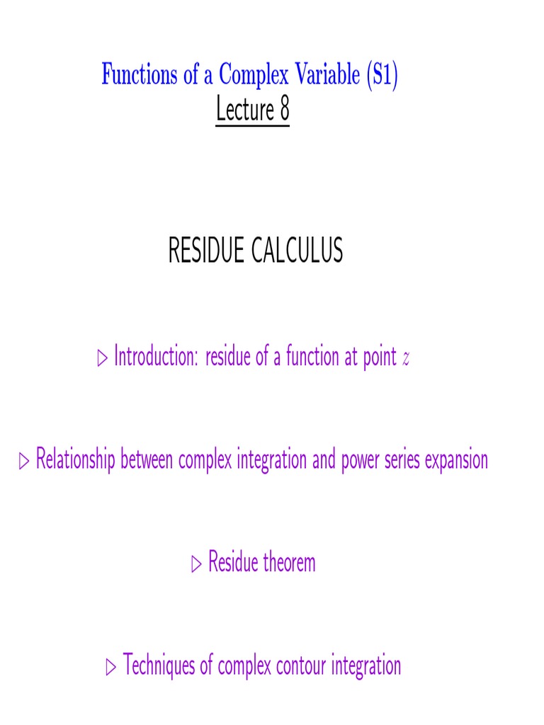 Residue | PDF | Holomorphic Function | Power Series