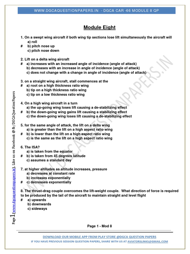 Dgca Module 8 Full | PDF | Stall (Fluid Mechanics) | Lift (Force)