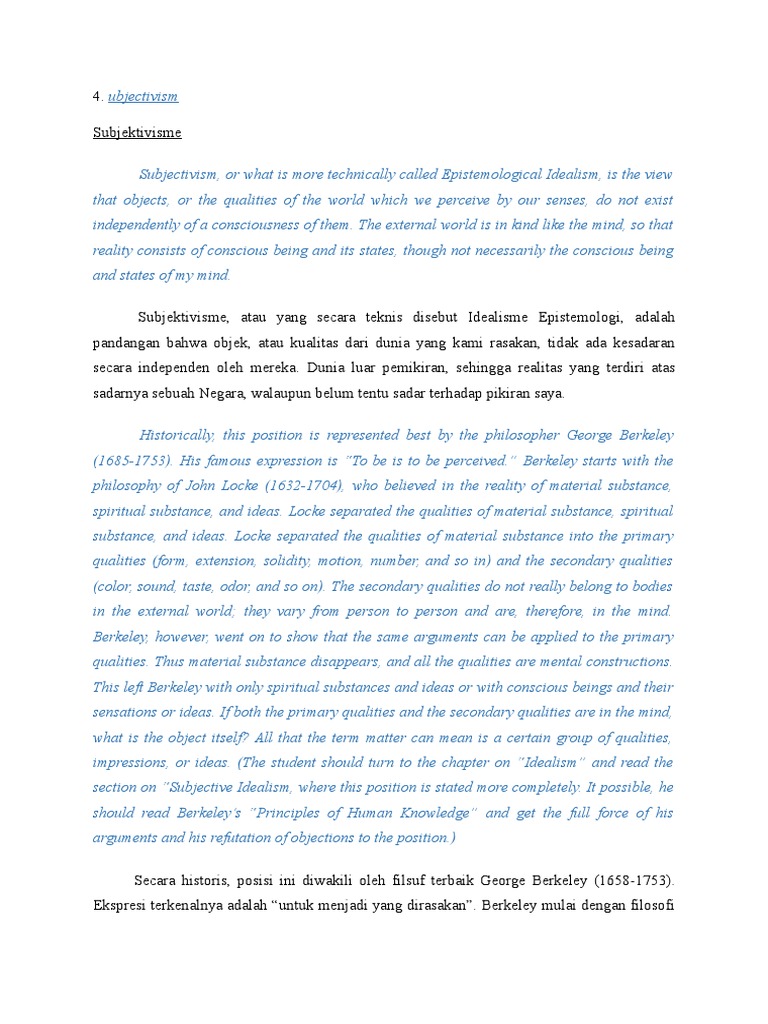 An Analysis of George Berkeley's Idealism and the Seven Stages of ...