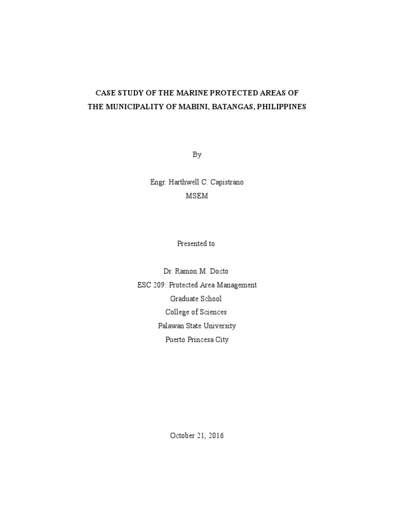 A CASE STUDY Philippine Protected Area | PDF | Protected Area | Coral Reef